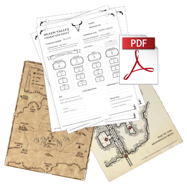 Death Valley Starter Set Map/Character Sheet Pack (FREE) – Critical Kit LLC